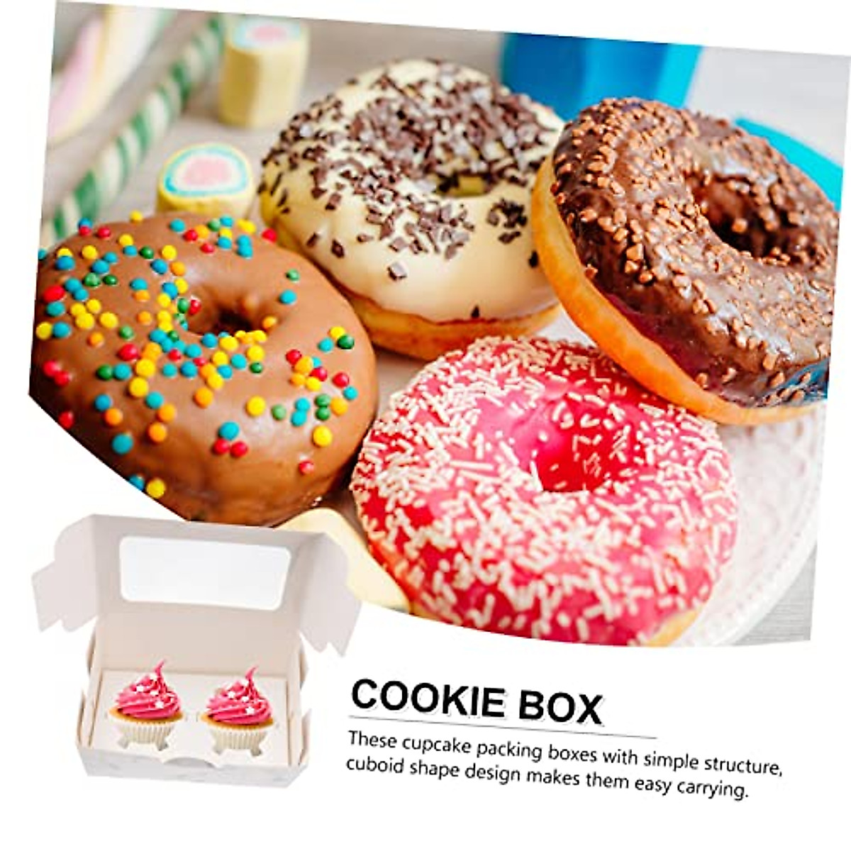 Abaodam 10pcs Box Cake Box Cupcake Carrying Case Cupcake Takeout Container Cupcake Container Bakery Cupcake Holder Cookie Carrier with Lid Cake Containers Paper White Suitcase Egg Tart