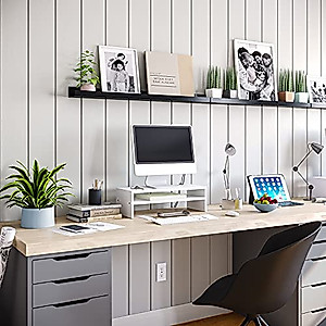 Ballucci Floating Wall Shelf, 35" Wall Mounted Long Picture Ledge Wood Shelf for Nursery, Living Room, Bedroom, Kitchen - Black