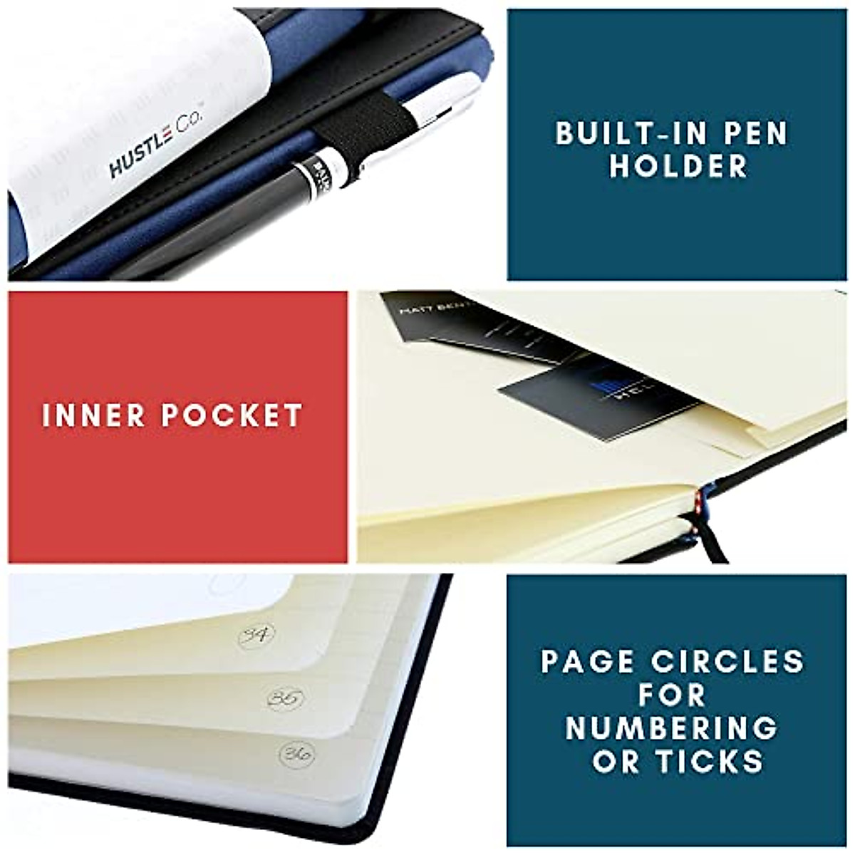 Thick Hardcover Journal Notebook - Ruled/Lined A5 (5x8 inch), Deluxe 120gsm Paper, Lays Flat for Writing, Professional Notebooks for Work, Business, Office, Executive - Men & Women - Black