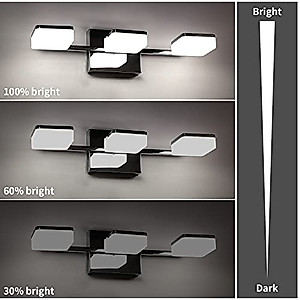 3 Lights LED Bathroom Vanity Lights, Acrylic Modern Wall Mount Lighting, LED Bathroom Wall Lighting Fixtures Over Mirror, 21W, 2509LM, 10%-100%, SCR Dimming 5000K (Natural White Light) - Chrome