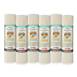 Con-Tact Brand Grip Premium with Microban Non-Adhesive Contact Shelf and Drawer Liner, 12" x 5', White, 6 Rolls