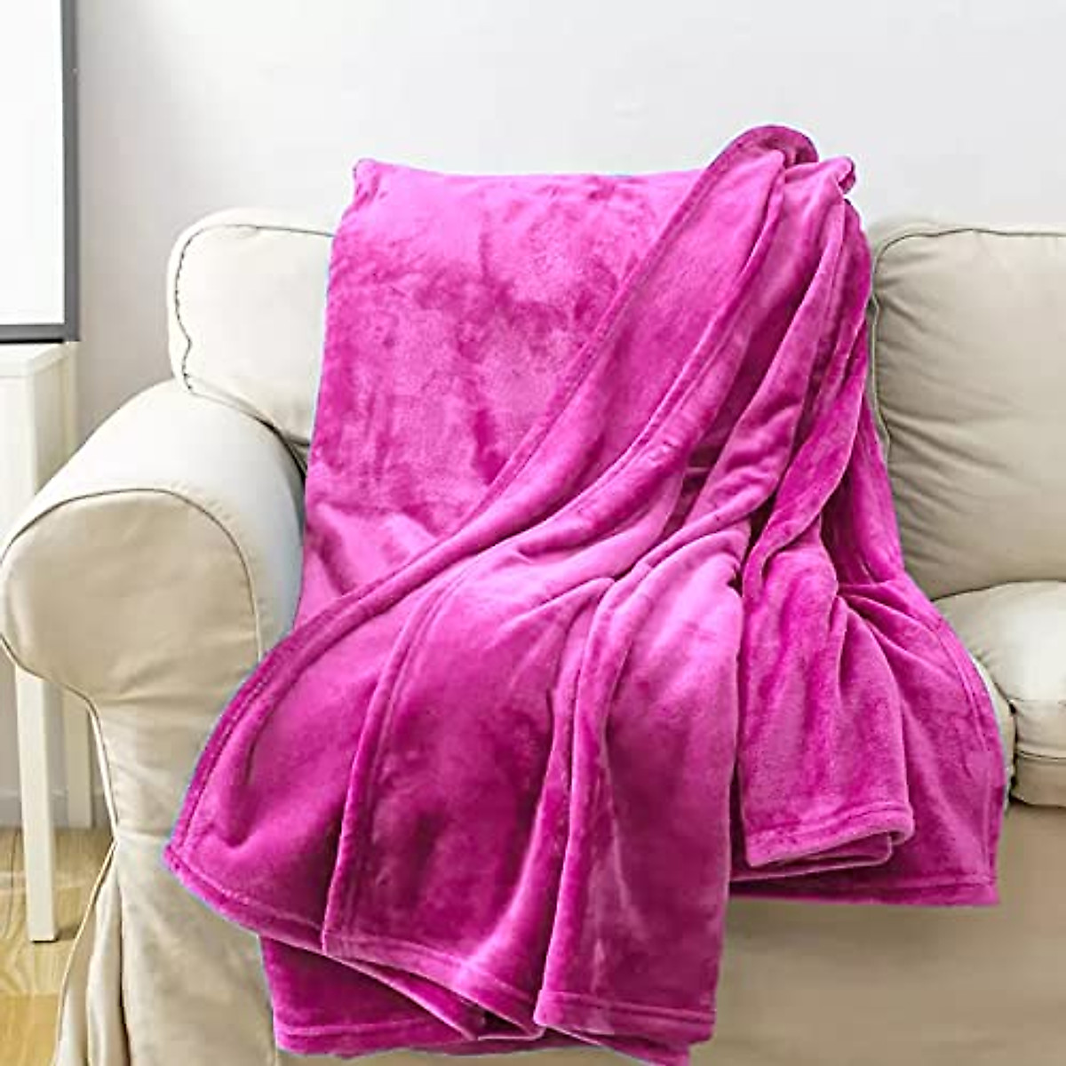 Home Must Haves Solid Hot Pink Affordable Bed Blanket Bedding Throw Fleece Super Soft Warm (Queen), (Hot Pink Blanket 1)