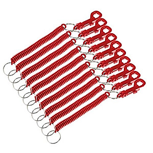 Lucky Line Designer Key Coil with Plastic Key Clip for Backpacks, Purses, Gym Bags, Belts, Casinos, Party Favors, Stocking Stuffers, Back to School -Red, 10 Pack (41670)