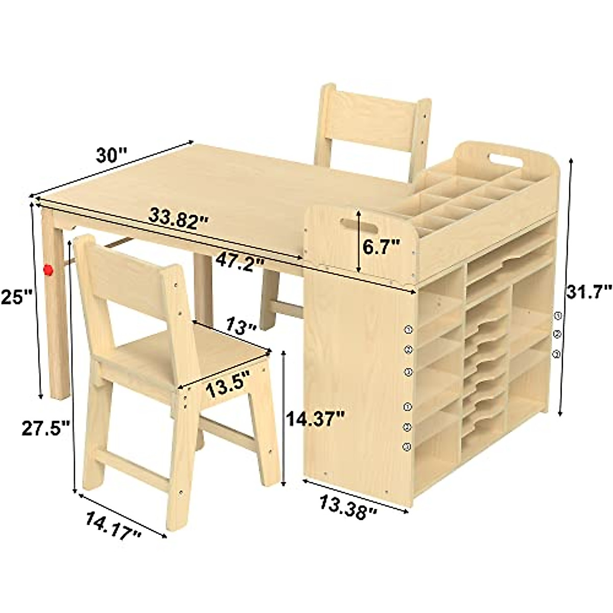 GDLF Kids Art Table and Chairs Set Craft Table with Large Storage Desk and Portable Art Supply Organizer for Children Ages 8-12, 47" L x 30" W