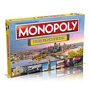 MONOPOLY Board Game - Pittsburgh Edition: 2-6 Players Family Board Games for Kids and Adults, Board Games for Kids 8 and up, for Kids and Adults, Ideal for Game Night