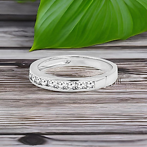 Dazzlingrock Collection 0.45 Carat (Ctw) Round Lab Grown White Diamond Channel Set Stackable Wedding Band for Her in 14K White Gold Size 7.5