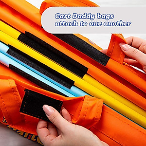 Scrub Daddy Cart Daddy Reusable Grocery Bags - 2 Large Orange & Yellow Cart Bags for Bulky, Light Items + 1 Small Blue Cart Organizer Tote for Heavy, Fragile Items - Foldable, Washable & Expandable