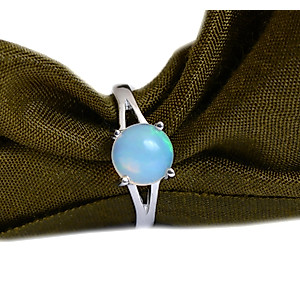 1.40 Carat Natural Finest Fire Ethiopian Opal Gemstone Woman Ring in 925 Sterling Silver