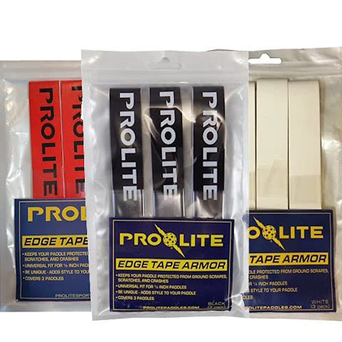 PROLITE Pickleball Paddle - Edge Tape Armor (White, 3-Pack)
