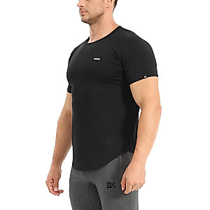 BROKIG Mens TDry Bold Gym Workout T-Shirt,Casual-Fit Training Bodybuilding Short Sleeve Shirts Men(Large,Black)