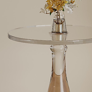 Gdrasuya10 Clear Acrylic Side Table End Table, Acrylic Pedestal End Table Small Accent Table with Solid Base Drink Table for Small Space Living Room, Bedroom, Balcony (14 inch)