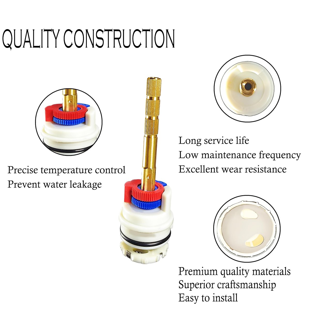 ALITZ Compatible with Danze DA603567 Round Stem Washerless Cartridge for Glacier Bay and Pegasus　Single Handle Tub & Shower Faucets with Temperature Limit Stops ＆ seats & springs - ADA compliant