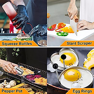 Joyfair Griddle Accessories Set for Camp Teppanyaki, 20 PCS Stainless Steel Griddle Grilling Tools Metal Spatulas, Scrapers, Tong, Egg Ring, Brush, Black Carry Bag for Indoor & Outdoor Use