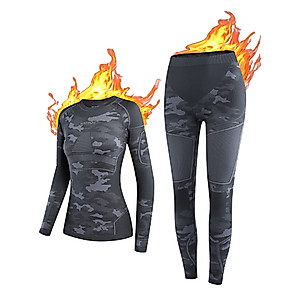 NOOYME Thermal Underwear for Women Long Johns for Women, Base Layer Women Camouflage