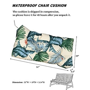 Srutirbo Outdoor Bench Cushion 51”x 19” Waterproof Floral Printed Garden Patio Bench Seat Cushion Swing Cushion for Wicker Loveseat Settee, Patio Furniture (Hawaiian)