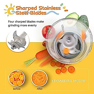 Xsun Baby Food Maker,Portable Baby Food Processor Set for Baby Food, Fruits, Meat, Vegetable Baby Food Puree Blender with Food Containers, Baby Plates, Silicone Spoon,600ml Glass Bowl