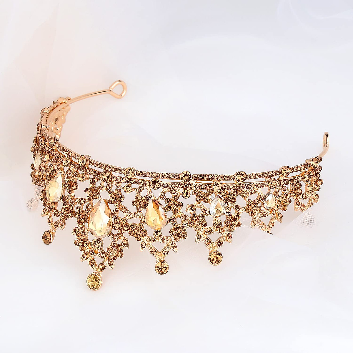 SuPoo Gold Crown Queen Crowns for Women Birthday Tiara Champagne Tiara for Women Rhinestone Headband Hair Accessories Gifts Princess Decoration for Wedding Party Prom Halloween Costume