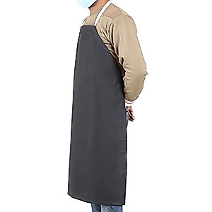 EISCO Rubber Vinyl Apron, Medium (27" W x 36" L) - Adjustable Bib Apron for Dishwashing, Butcher, Laboratory - Black