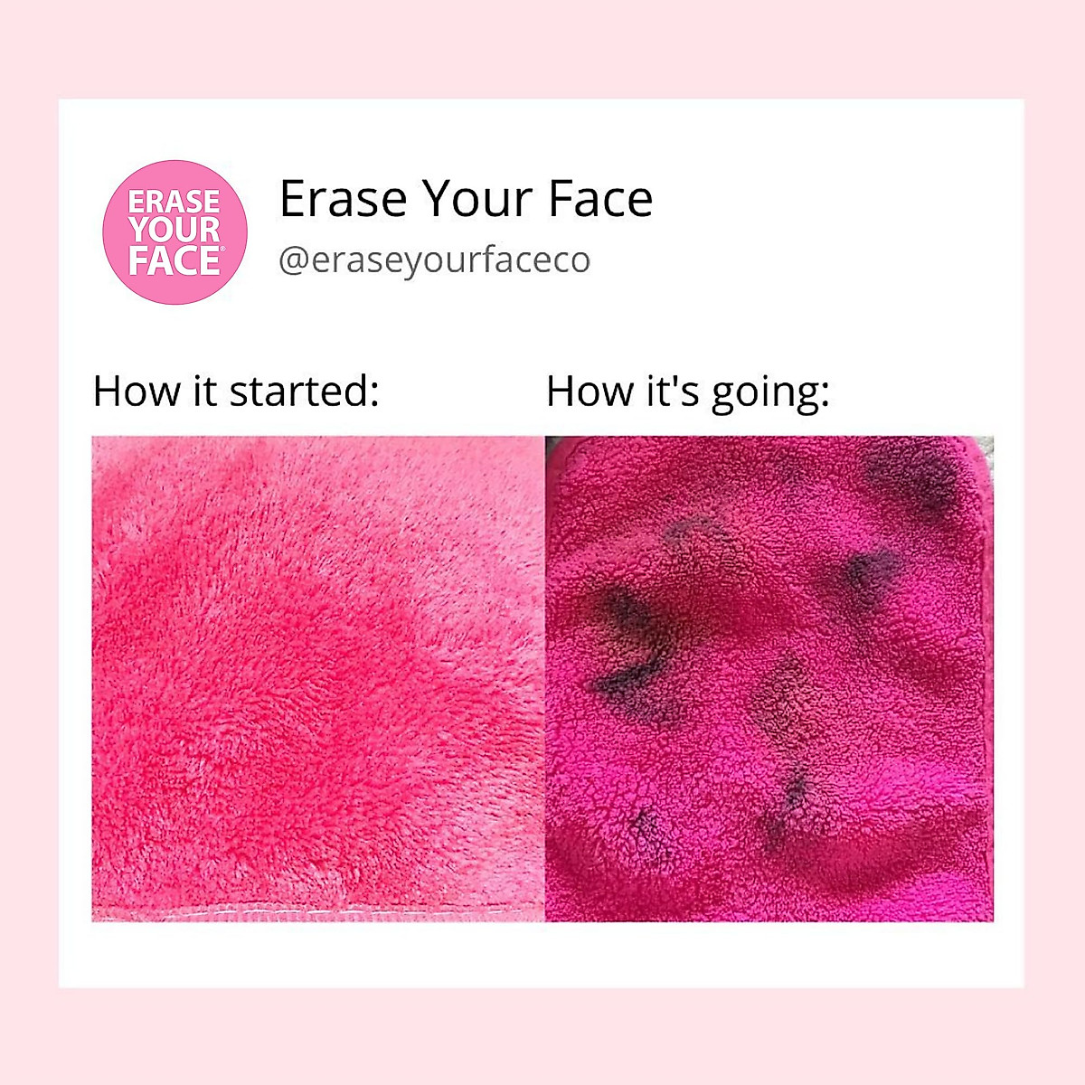 ERASE YOUR FACE Makeup Remover Cloths - Reusable Microfiber Face Towels to Cleanse & Remove Makeup - Water Activated, Dual-Sided Design for Easy Use (4 Count)