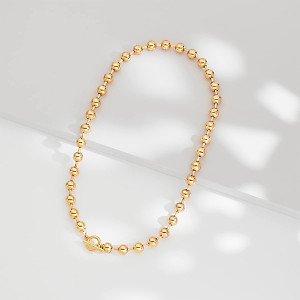 HESSAWELL Gold Necklaces for Women Men Gold Plated Beaded Chain Necklace Chunky Gold Ball Chain Choker Necklace for Women Fashion Jewelry