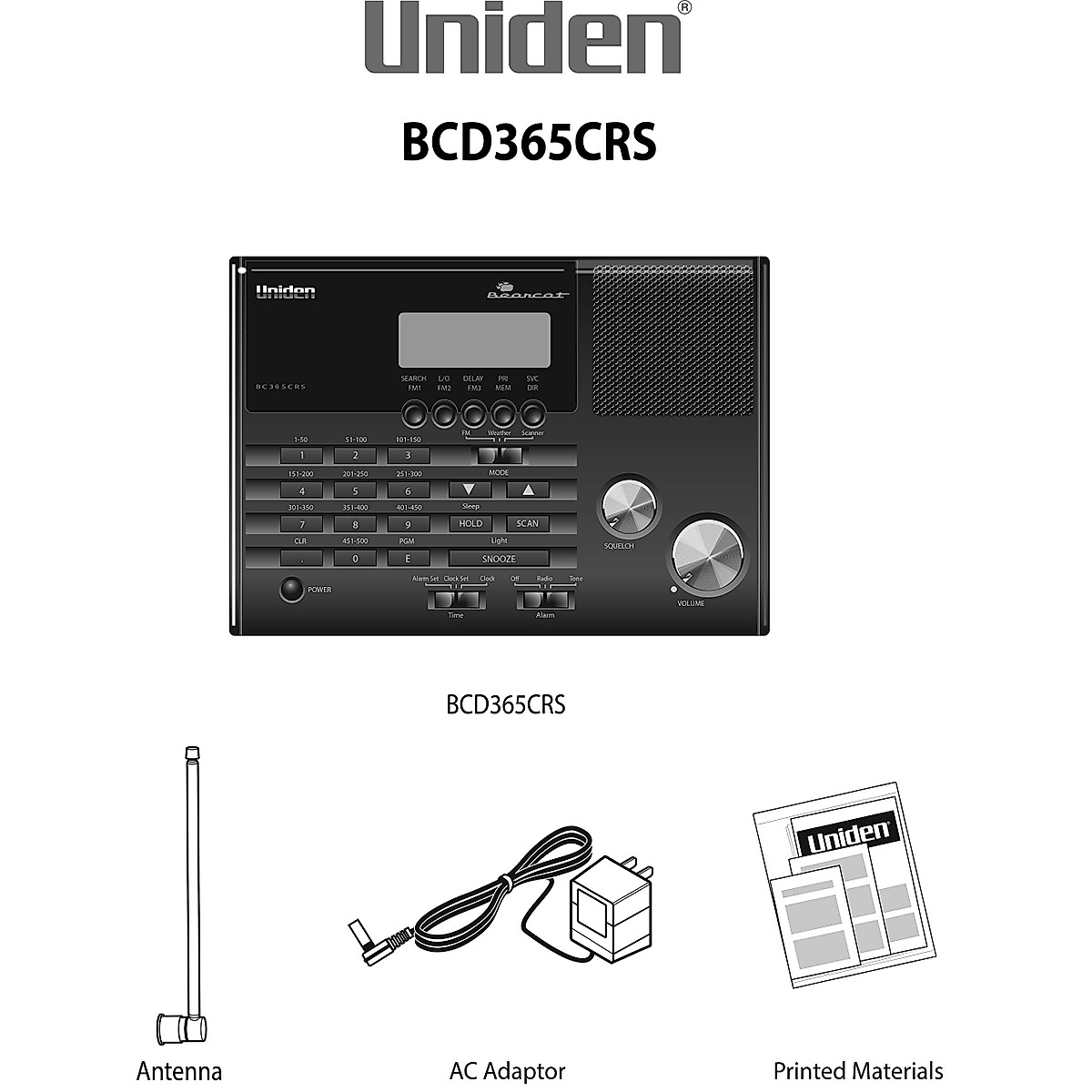 Uniden BC365CRS 500 Channel Clock/FM Radio Scanner with Weather Alert & BC355N 800 MHz 300-Channel Base/Mobile Scanner, Close Call RF Capture, Black
