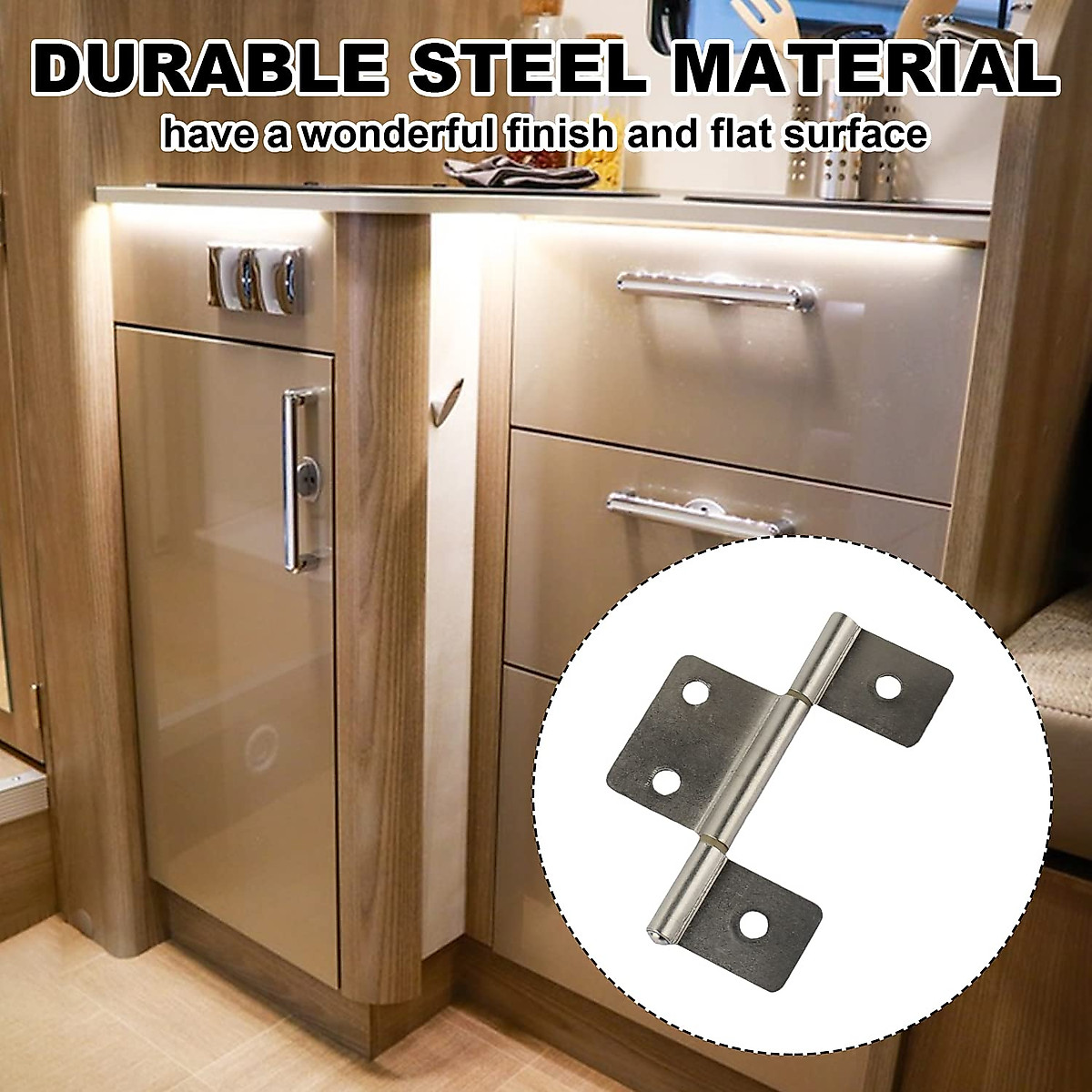 Three Leaf Non-Mortised Hinge for Mobile Home & RV Interior 4 Packa Satin Nickel Door Hinges with Screws