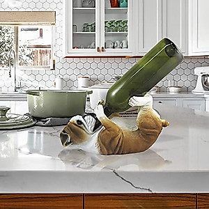 World of Wonders English Bulldog Wine Bottle Holder | Kitchen Counter Bottle Display Stand | Gift for Dog Lovers | Home Decor Bulldog Figurine Statue - 11"