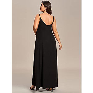 Ever-Pretty Womens Spaghetti Straps Loose Long Summer Plus Size Casual Dresses Burgundy 4XL