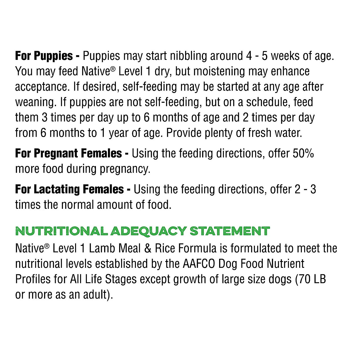 NATIVE Performance Dog Food | Lamb Meal and Rice Formula | No Filler or Bi-Products | Low to Normal Energy Level 1 | 40 Pound Bag
