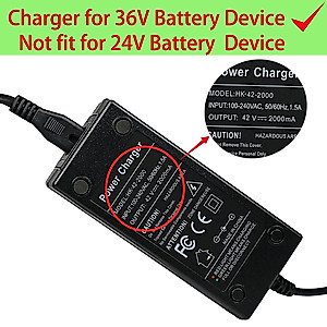 Jucuwe 42V 2A DC Male Power Adapter for 36V Electric Bike Lithium Battery Charger,Escooter Ebike Battery Charger Connector Diameter 5.5mm, 2.1mm