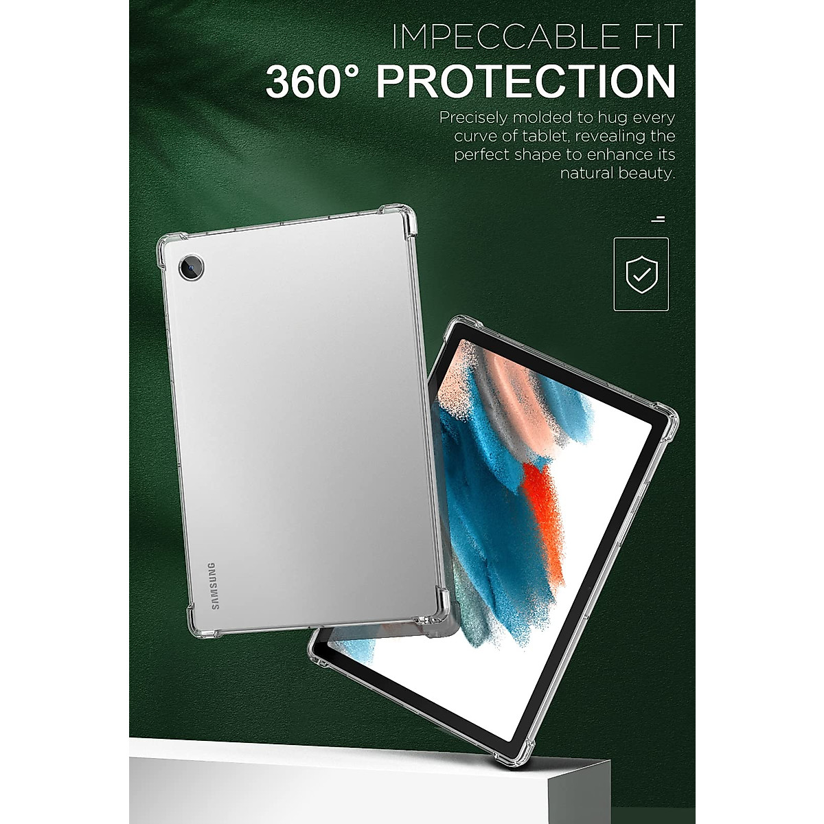 MoKo Case Fits Samsung Galaxy Tab A8 10.5 Inch 2022 (SM-X200/SM-X205/SM-X207), Ultra Clear Soft Flexible Transparent TPU Skin Bumper Back Cover Shell, Clear