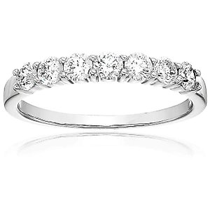 Vir Jewels 1/2 carat (ctw) Diamond Wedding Anniversary Band for Women, Round Diamond Engagement Ring 14K White Gold Prong Set 0.50 cttw, Size 7