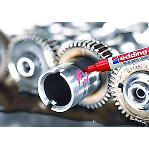 edding 8750 industry paint marker - black - 1 pen - round nib 2-4 mm - paint marker for writing on dusty, slightly oily surfaces, tyres, metal, glass and wood - permanent, waterproof