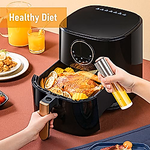 Uktunu Oil Sprayer for Cooking, 100ml Glass Olive Oil Sprayer Mister, Olive Oil Spray Bottle, Kitchen Gadgets Accessories for Air Fryer, Canola Oil Spritzer, Widely Used for Salad Making, Frying, BBQ