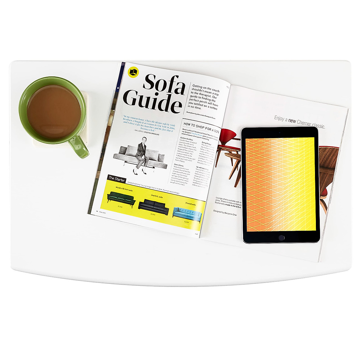 Seville Classics Airlift Mobile Height Adjustable Laptop Stand Computer Workstation for Sitting Table for Home, Office, Classroom, Hospital, w/Wheels, Flat (24"), White