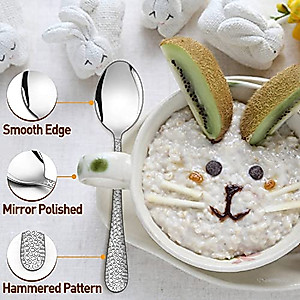 9-Piece Stainless Steel Kids Spoons, HaWare Toddler Flatware, Kids Silverware Preschooler Utensils, Baby Spoons for Self Feeding, Mini Cutlery Set for Home Kitchen School, Healthy and Dishwasher Safe