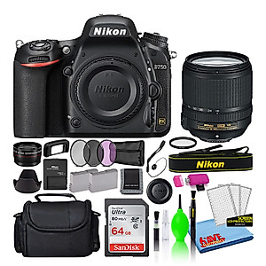 Nikon D750 24.3MP DSLR Digital Camera with 18-140mm VR Lens (1581) Deluxe Bundle with 64GB SD Card + Large Camera Bag + Filter Kit + Spare Battery + Telephoto Lens (Renewed)
