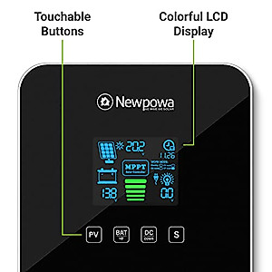 Newpowa 40A(Amp) MPPT Charge Controller DC Input 12V/24V with Colorful LCD Dispaly Solar Panel Regulator,Negative Ground,Compatible with Lead Acid Battery (40A MPPT+BT)