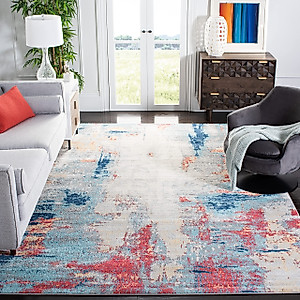 SAFAVIEH Jasper Collection Area Rug - 10' x 13', Grey & Red, Modern Abstract Design, Non-Shedding & Easy Care, Ideal for High Traffic Areas in Living Room, Bedroom (JSP101C)