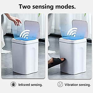 Automatic Trash Can,16L Waterproof Motion Sensor Small Bathroom Trash Can with Lid,4.23 Gallon Plastic Slim Trash Bin for Office,Bedroom, Bathroom, Kitchen(No Battery) (16, Blue)