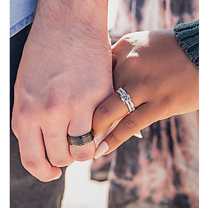 TIGRADE Engagement Ring Cubic Zirconia Twisted Ribbons of Pave-Set Eternity Wedding Band for Women Size 3-12, Silver, Size 7.5