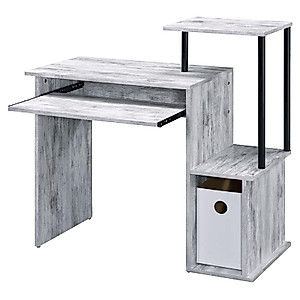 Acme Furniture Lyphre Computer Desk, Weathered White and Black