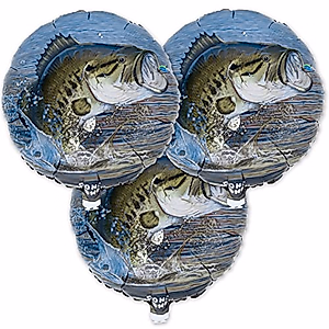 Havercamp Gone Fishin' Party Balloons (3 Pcs.); 3 18" Round Foil Mylar Balloons from the Trademarked Gone Fishin' Party Collection!