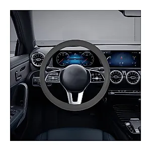 AICEL Car Silicone Steering Wheel Cover, Soft Anti-Slip Auto Steering Wheel Protector Fit 14 Inch, Universal Vehicle Interior Accessories for Cars, SUVs, Trucks, and Vans (Black)