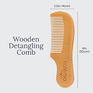 Natemia Wooden Baby Hair Brush & Comb Set for Newborns - Soft Bristle, Toddler Cradle Cap Brush - Toddler Comb