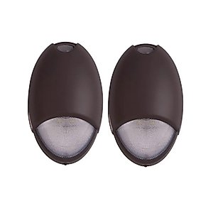 E2 LIGHTING Mini Wall Pack Emergency Lights, Dark Bronze, 2 Pack - Outdoor Emergency Lights & Backup Lighting, Photocell Sensor, IP65, Wet/Cold Resistant, 90 Mins Battery Backup