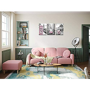 Paris Eiffel Tower Decor for Bedroom for Girls Pink Paris Theme Room Decor Wall Art Canvas Black and White Art Eiffel Tower Pictures Decorations London Big Ben Tower Eiffel Tower Painting Framed