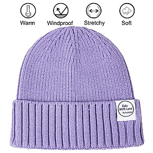 DASMINI Baby Beanie Toddler Winter Hat Infant Babies Newborn Kids Beanies Knit Hats Girl Boy (Lavender, 6-36mth)
