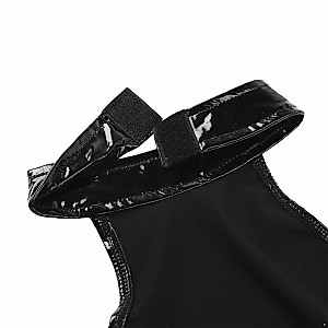 Lejafay Women's Sexy PVC Leather Mini Bra Top Clubwear Hollow Out Latex Sleeveles Vest Tops Black 4X-Large