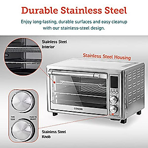 COSORI Smart 12-in-1 Air Fryer Toaster Oven Combo Convection Rotisserie & Dehydrator for Chicken, Pizza and Cookies, Recipe&Accessories Included, 30L, Silver – A Certified for Humans Device